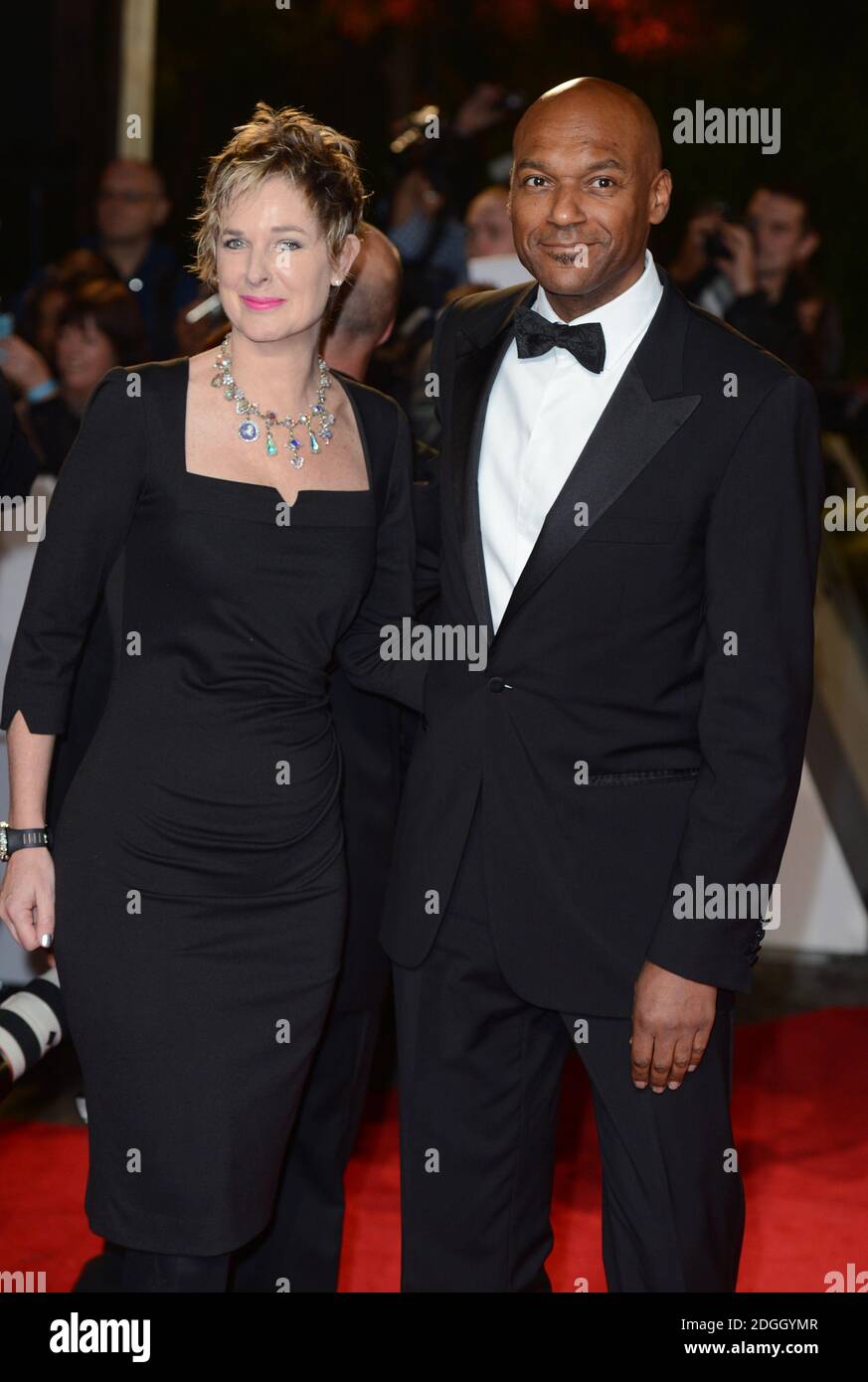 Colin Salmon and wife Fiona Hawthorne arriving at the World Premiere of ...