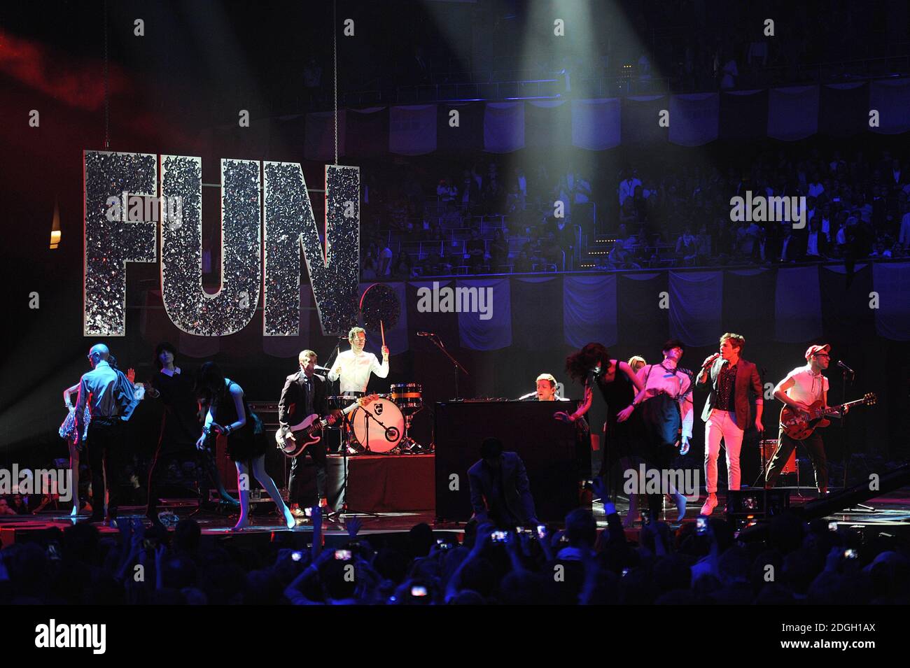 FUN. on stage during the 2012 MTV Europe Music Awards at the Festhalle ...