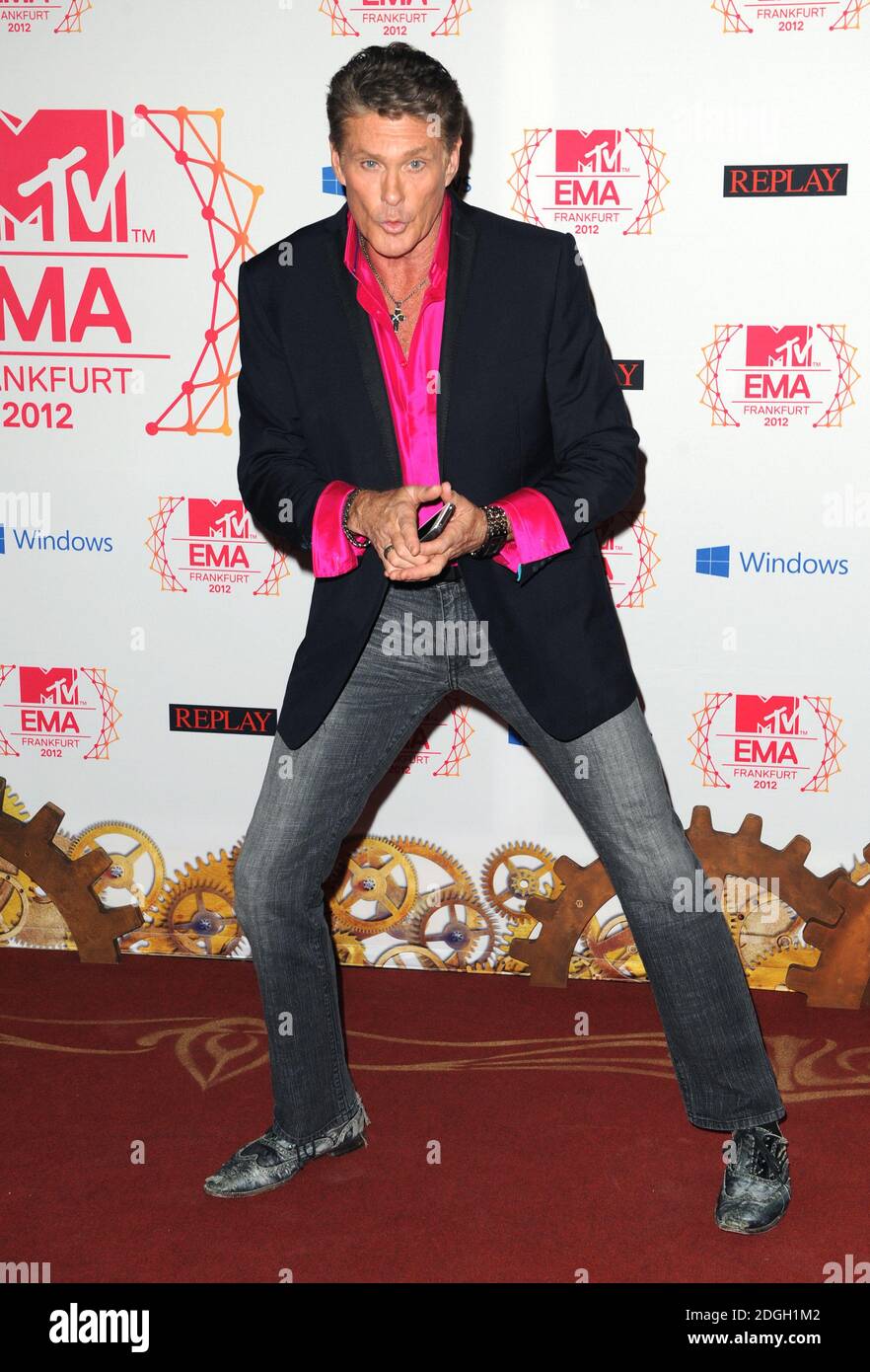 David Hasslehoff arriving for the 2012 MTV Europe Music Awards at the ...