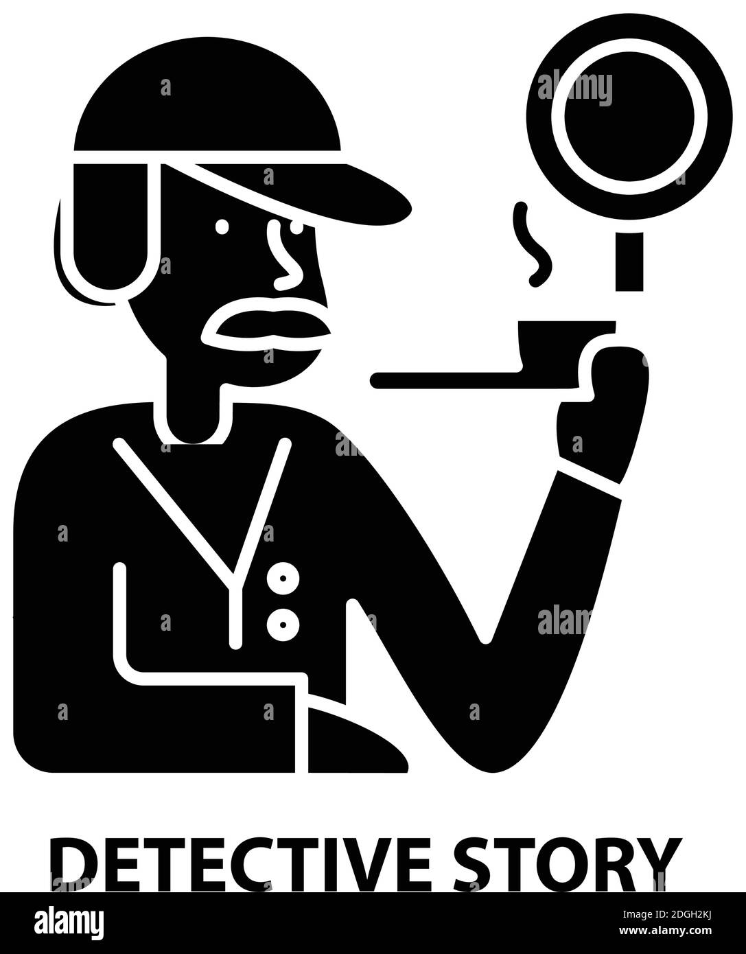 detective story icon, black vector sign with editable strokes, concept ...