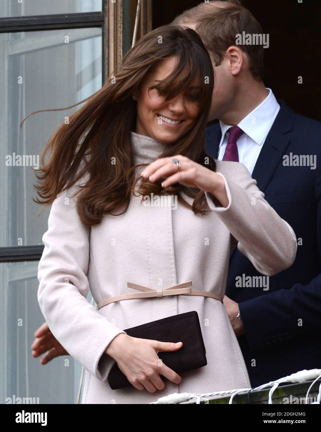 The wind catches the hair of the Duchess of Cambridge on her visit to ...