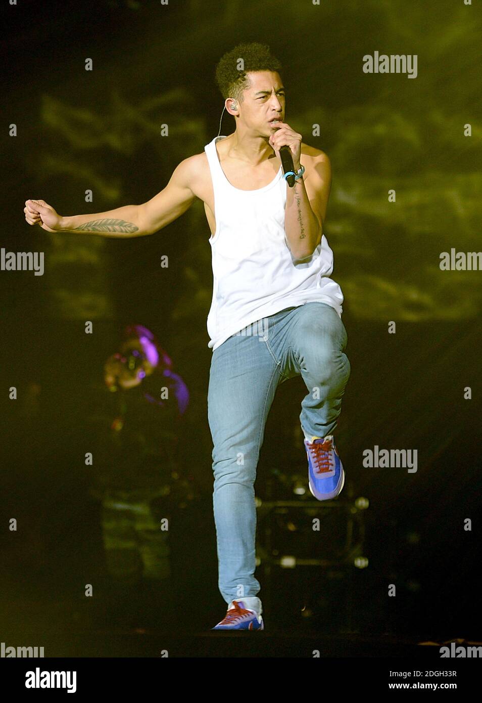 Jordan Stephens of Rizzle Kicks on stage during the 2012 Capital FM ...