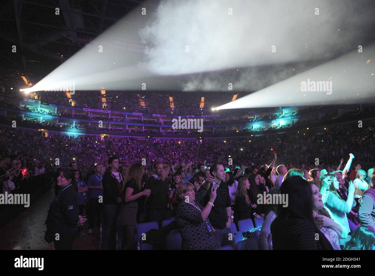 The audience t the O2 Arena watching Rizzle Kicks on stage during the ...