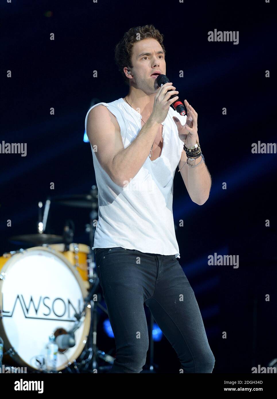 Andy Brown of Lawson on stage during the 2012 Capital FM Jingle Bell ...
