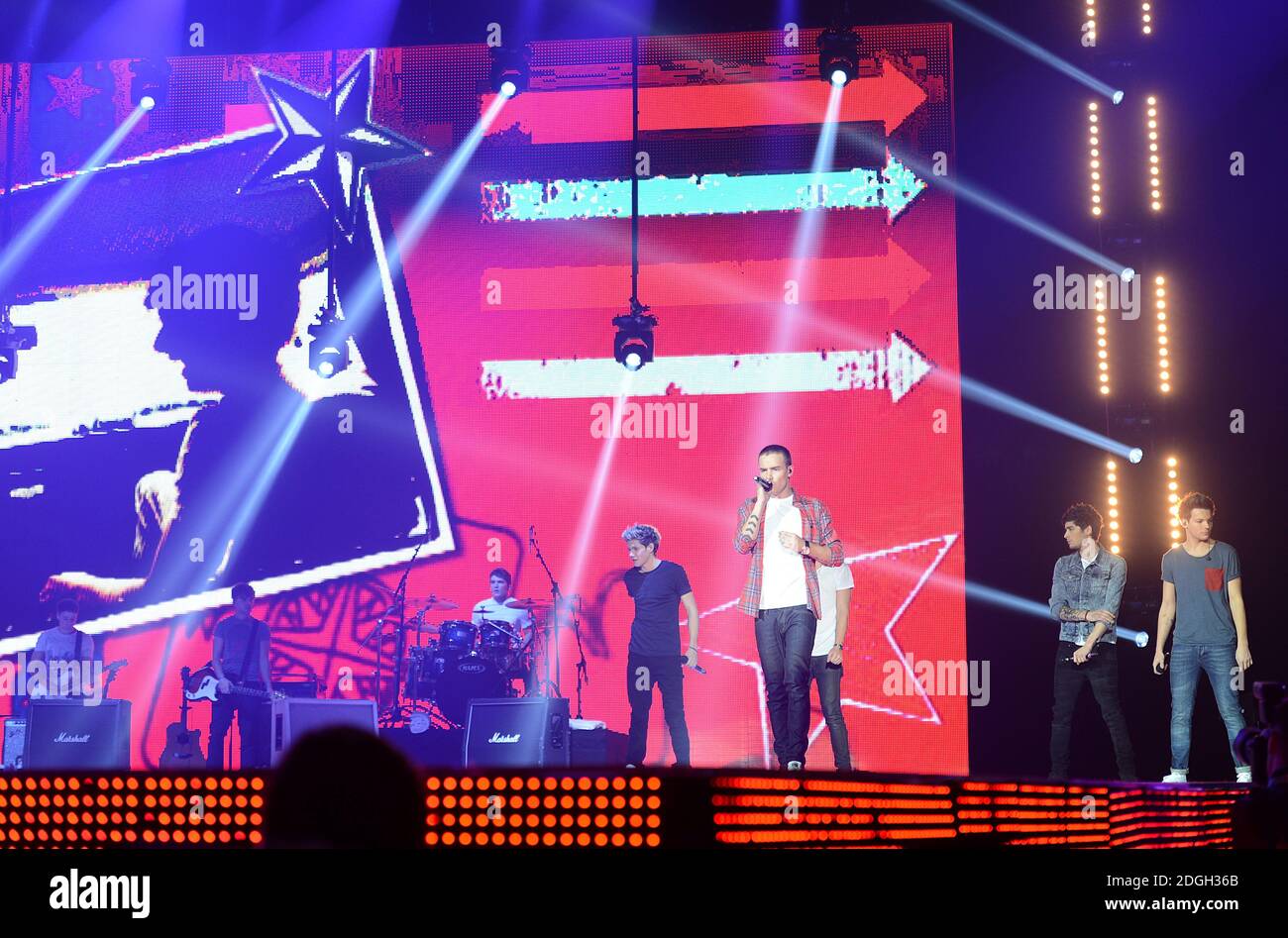One Direction on stage during the 2012 Capital FM Jingle Bell Ball at ...