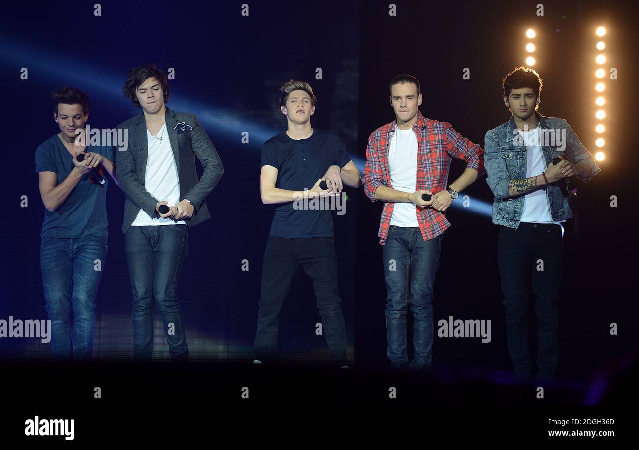 One Direction on stage during the 2012 Capital FM Jingle Bell Ball at ...