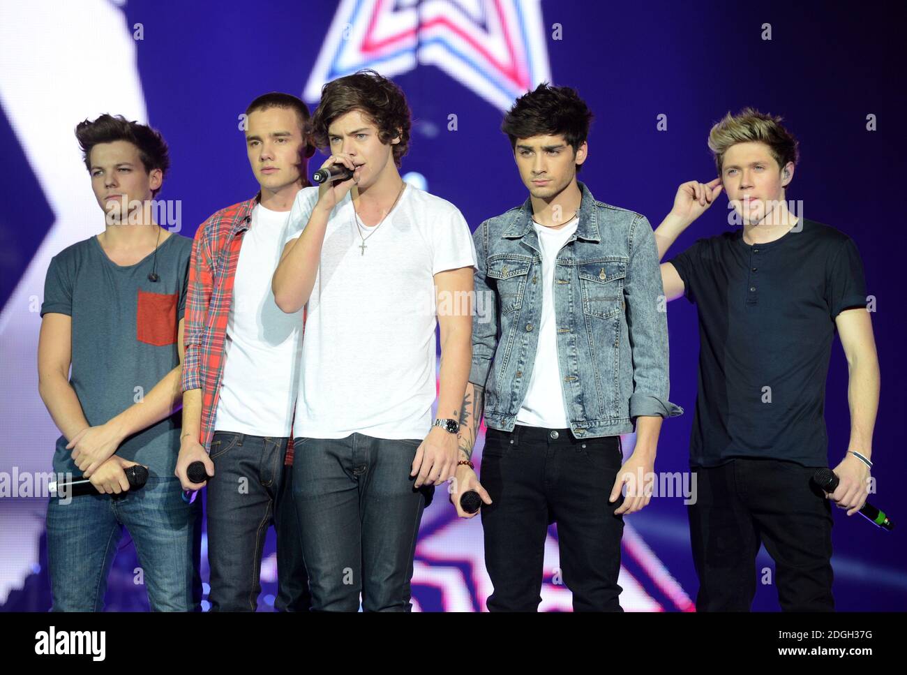 One Direction on stage during the 2012 Capital FM Jingle Bell Ball at ...