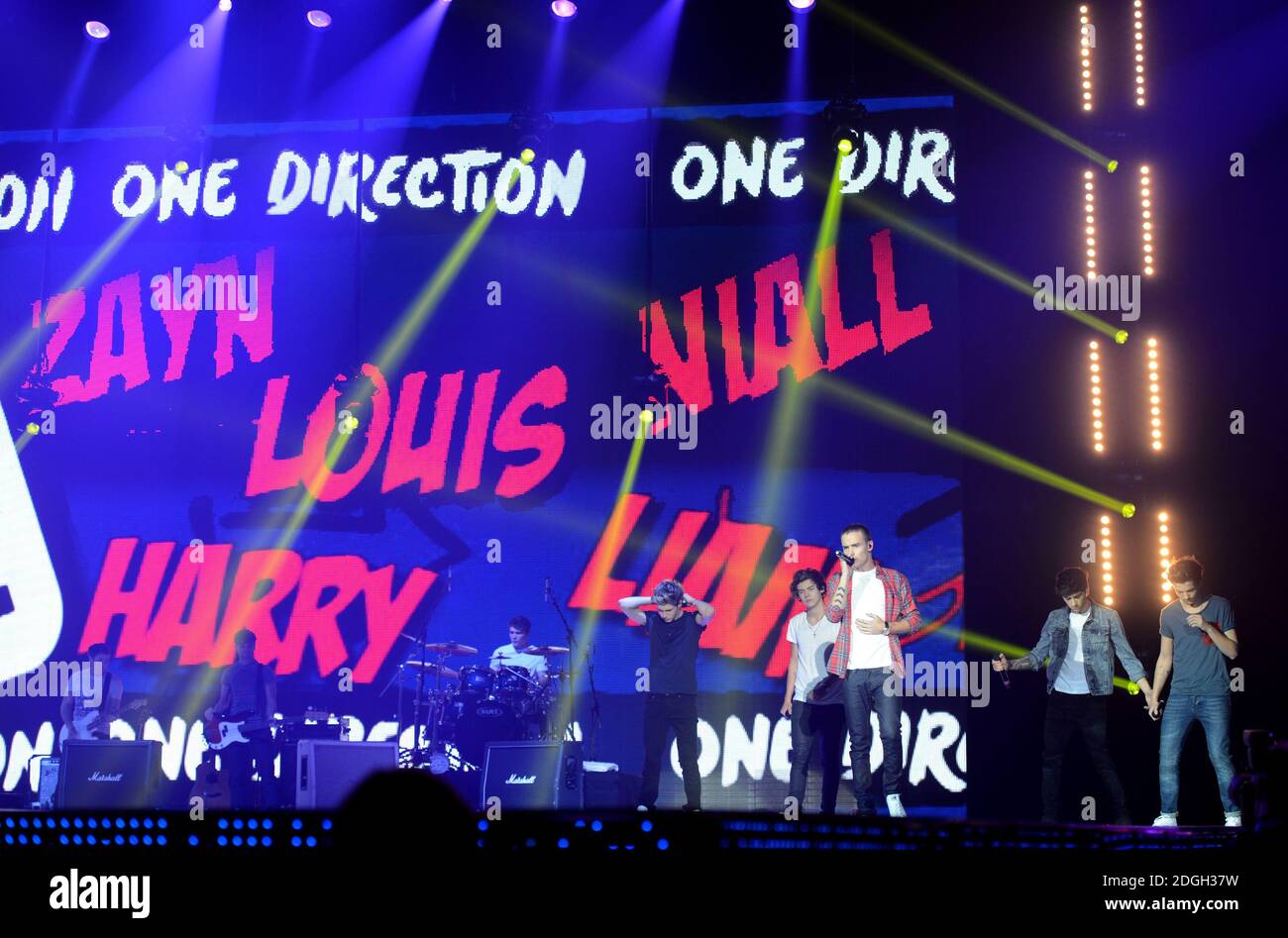 One Direction on stage during the 2012 Capital FM Jingle Bell Ball at ...