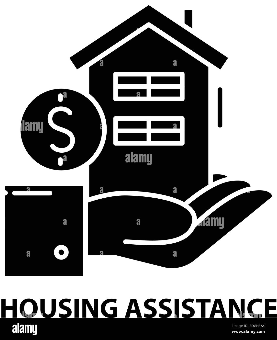 housing assistance icon, black vector sign with editable strokes ...