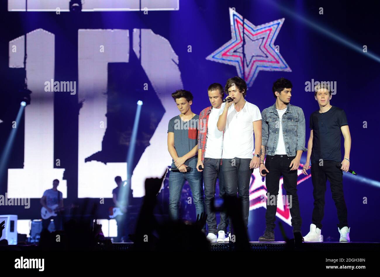 One Direction on stage during the 2012 Capital FM Jingle Bell Ball at ...