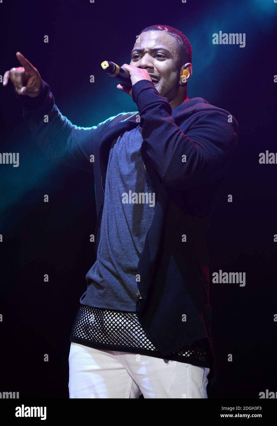 JB Gill of JLS on stage during the 2012 Capital FM Jingle Bell Ball at ...