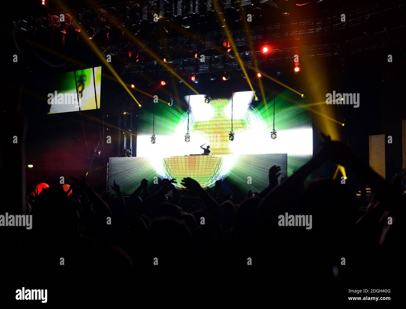 Calvin Harris on stage during the 2012 Capital FM Jingle Bell Ball at ...