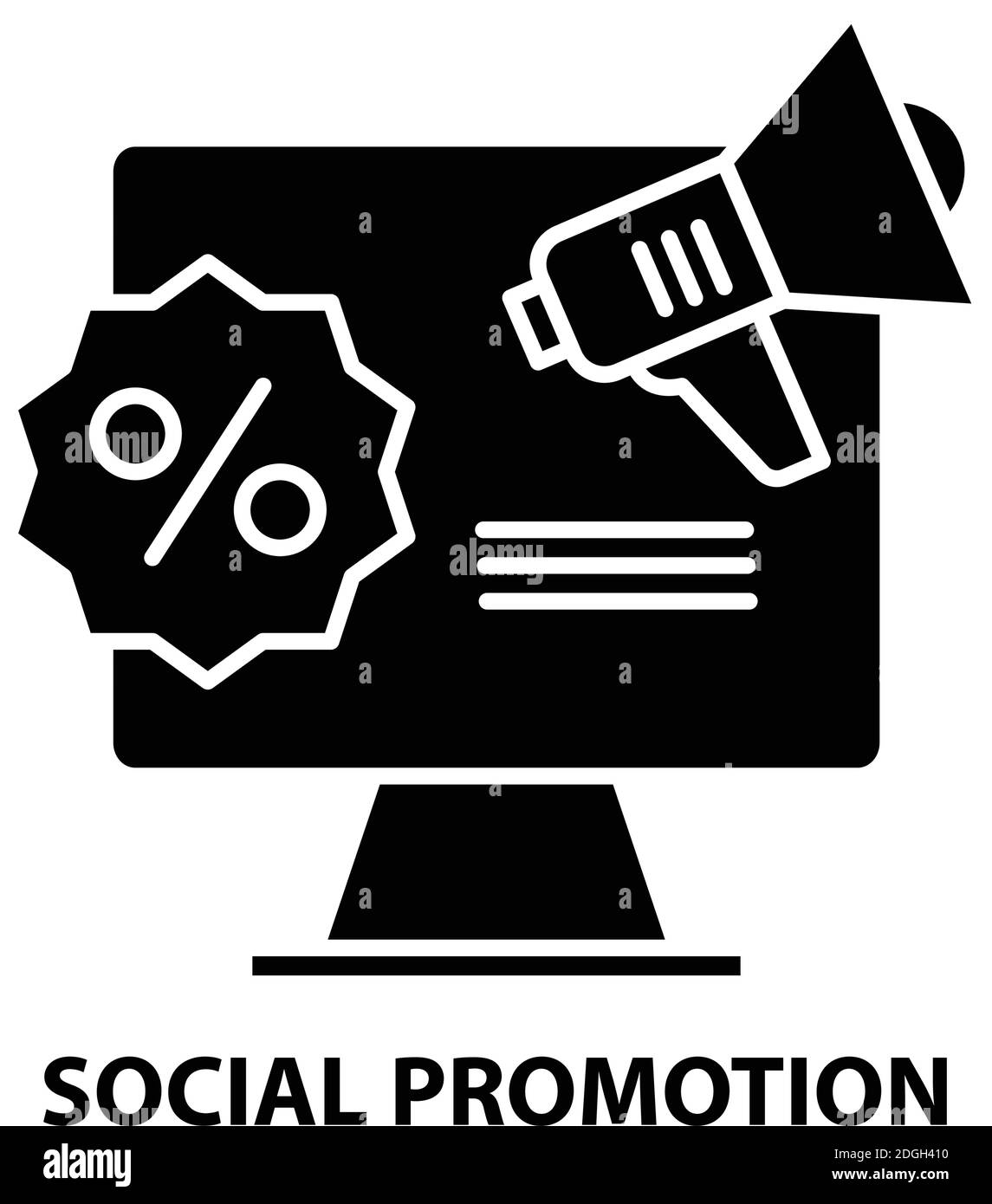 social promotion icon, black vector sign with editable strokes, concept ...