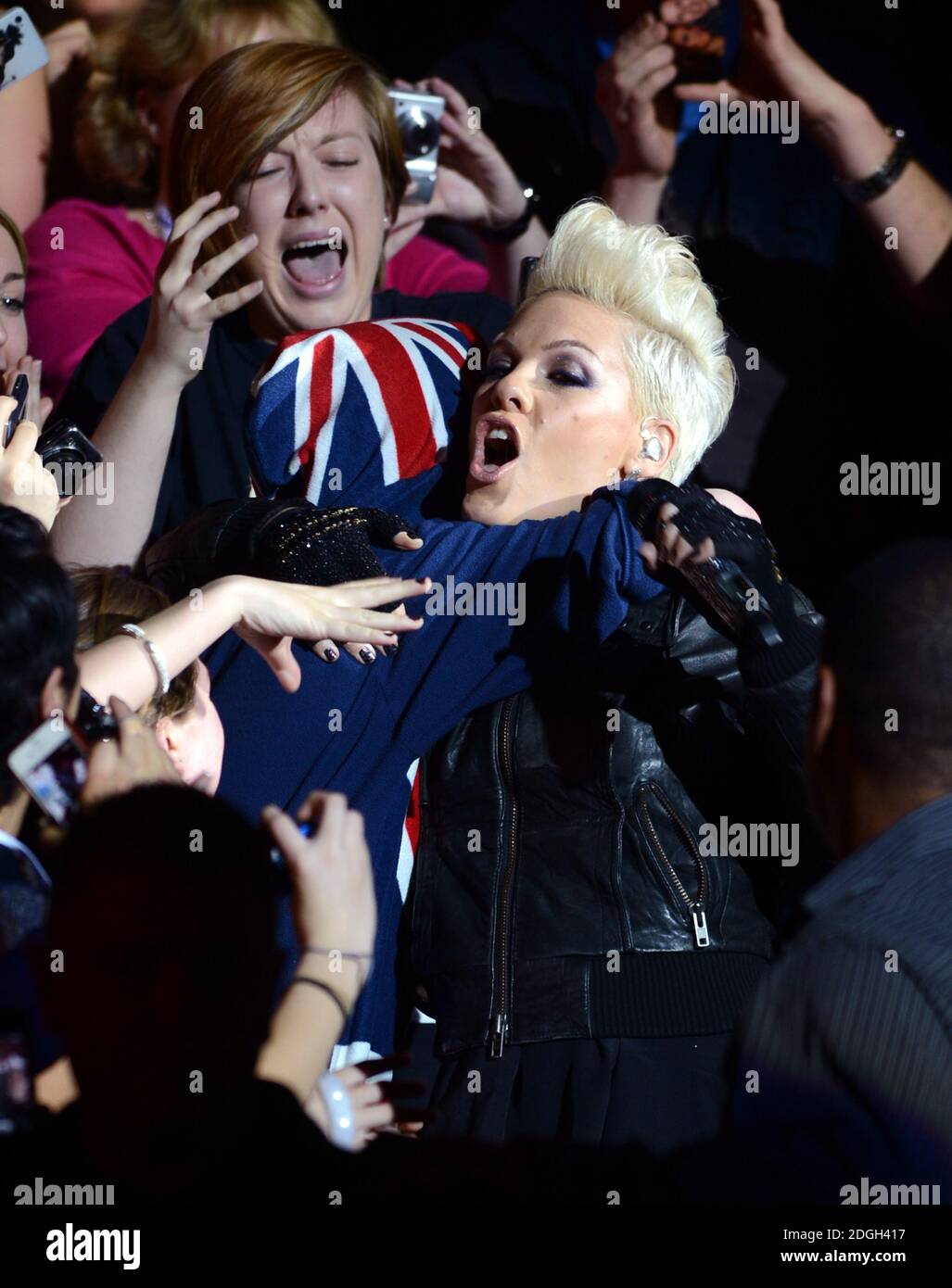Pink on stage during the 2012 Capital FM Jingle Bell Ball at the O2 ...