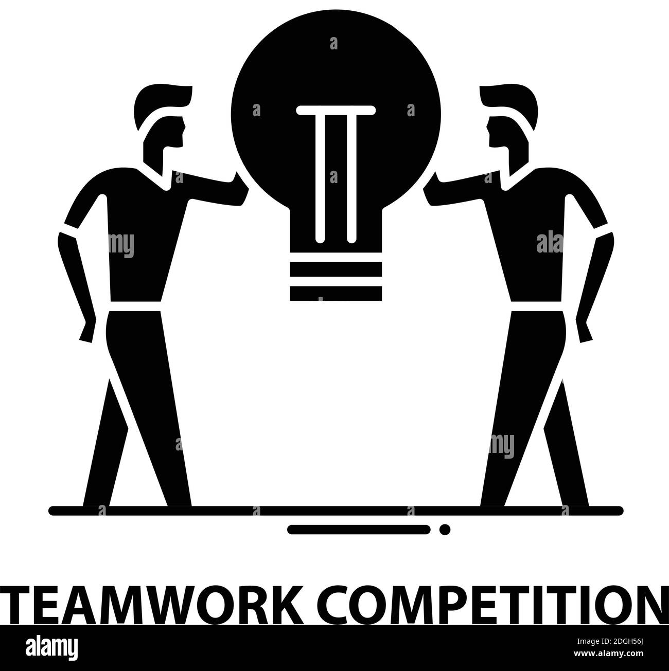 teamwork competition icon, black vector sign with editable strokes ...