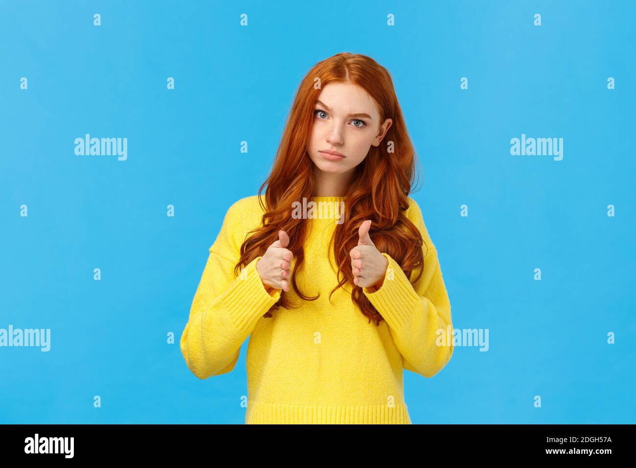 Serious And Determined Supportive Redhead Girlfriend Showing You Can Do It Encourage Friend