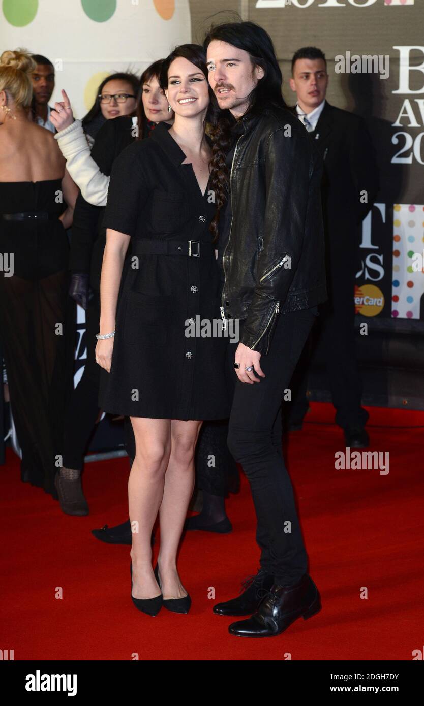 Lana Del Rey and Barrie James O'Neil arriving at The Brit Awards 2013 ...