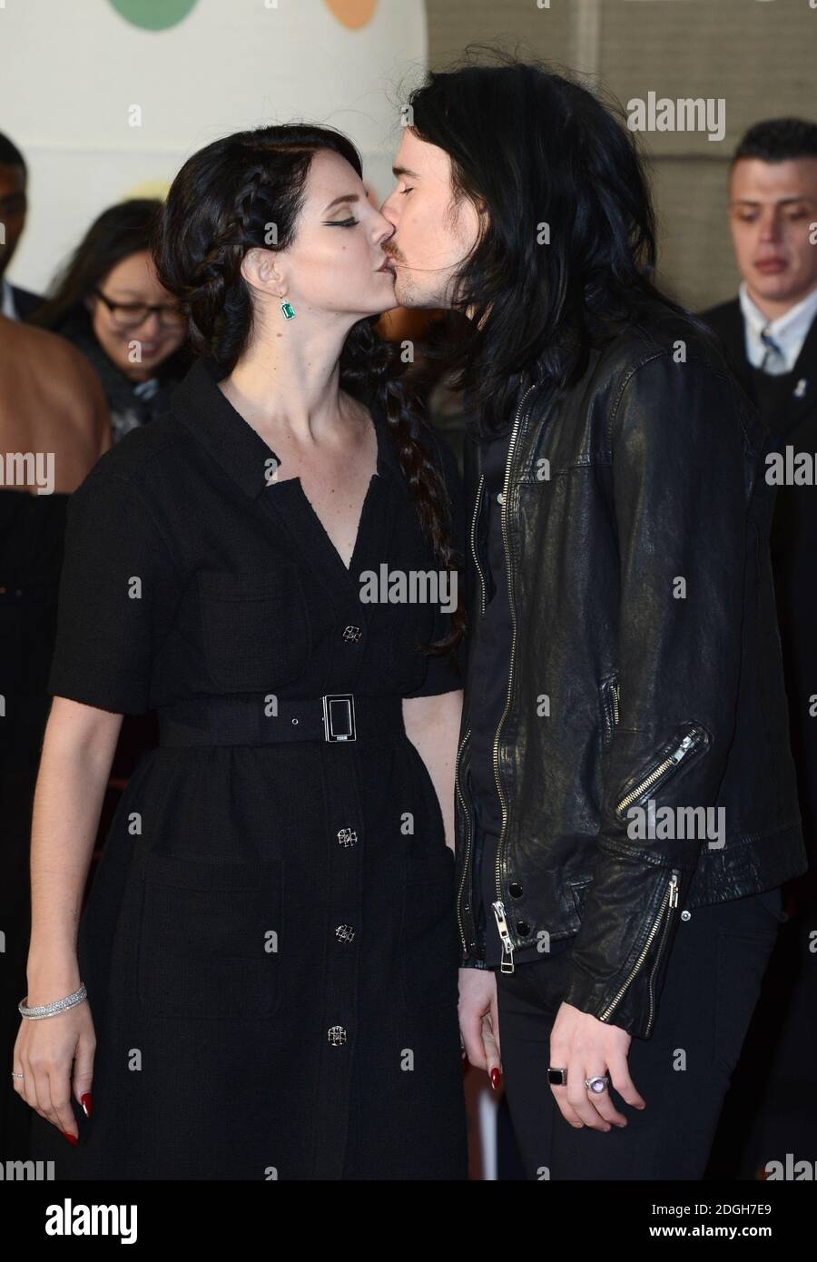 Lana Del Rey and Barrie James O'Neil arriving at The Brit Awards 2013 ...