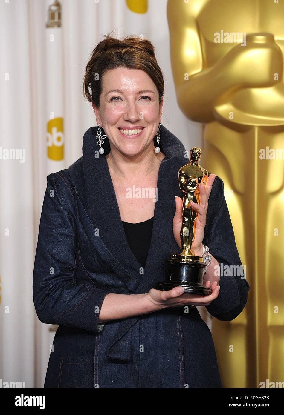 Jacqueline Durran with the award for achievement in Costume Design FOr ...