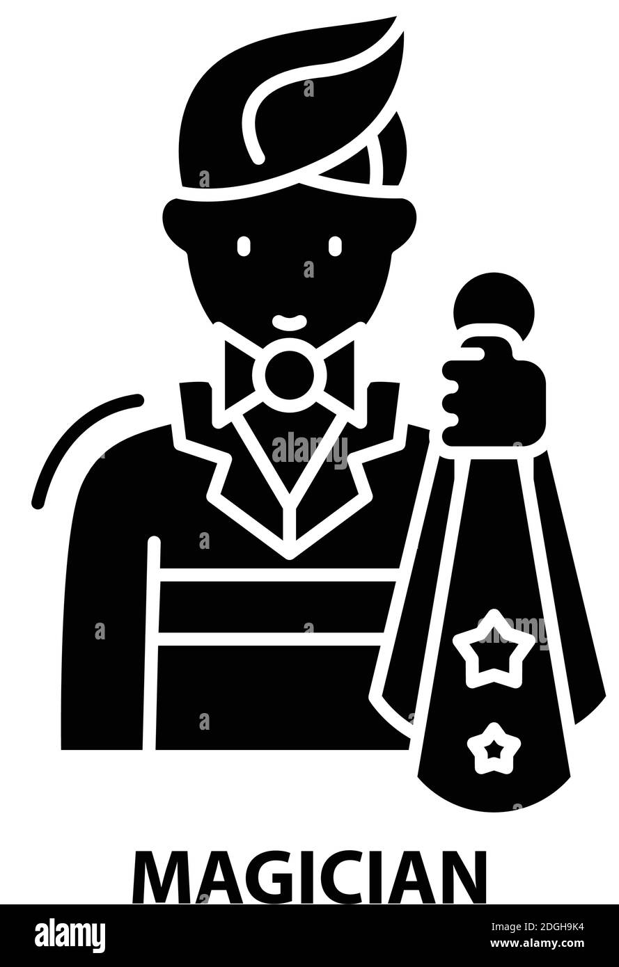 magician symbol icon, black vector sign with editable strokes, concept ...