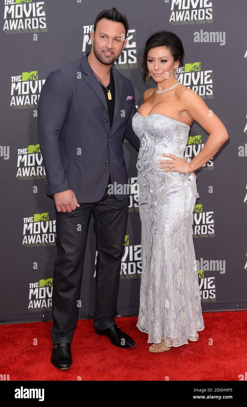 Jennifer "JWoww" Farley arriving at The MTV Movie Awards 2013, Sony ...