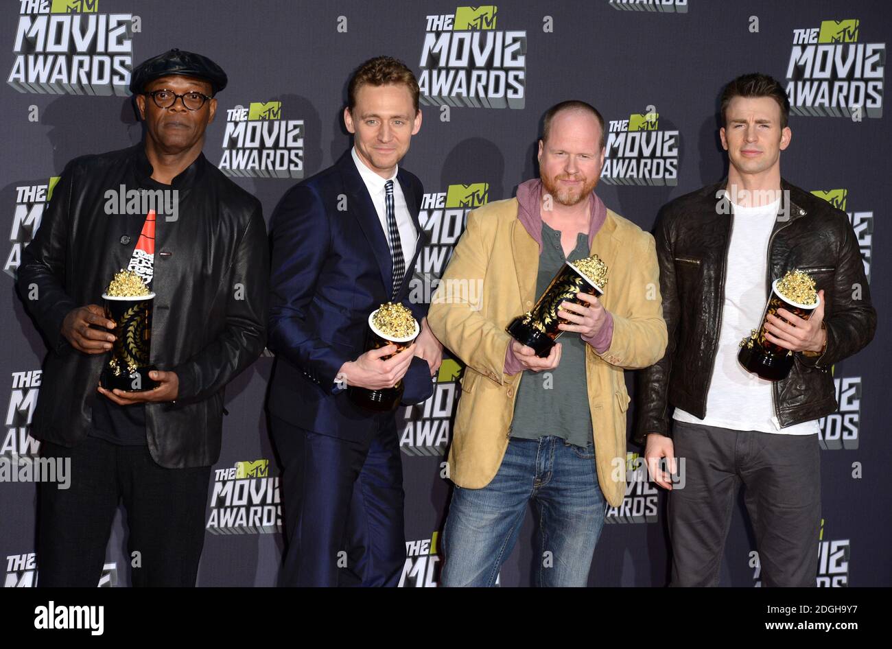 Samuel L. Jackson and Tom Hiddleston, director Joss Whedon, and actor ...