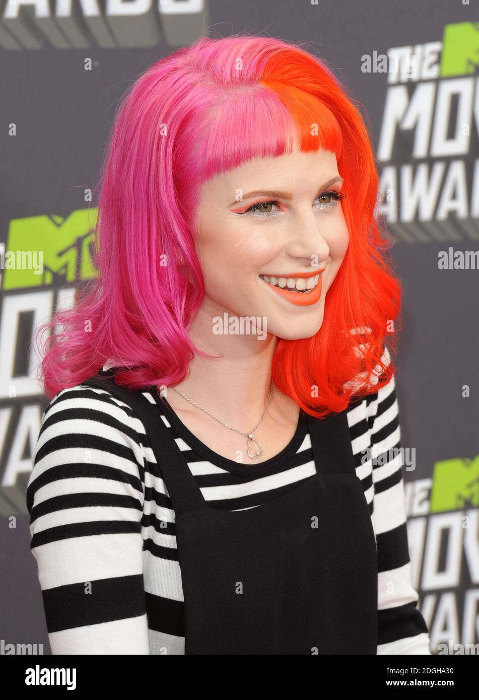 Hayley Williams of Paramore arriving at The MTV Movie Awards 2013, Sony ...