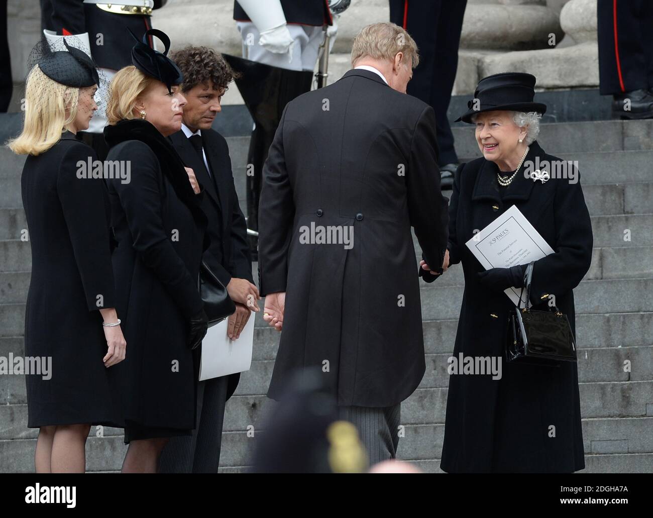 HM The Queen greets Mark Thatcher, Carole Thatcher, Marco Grass, and ...