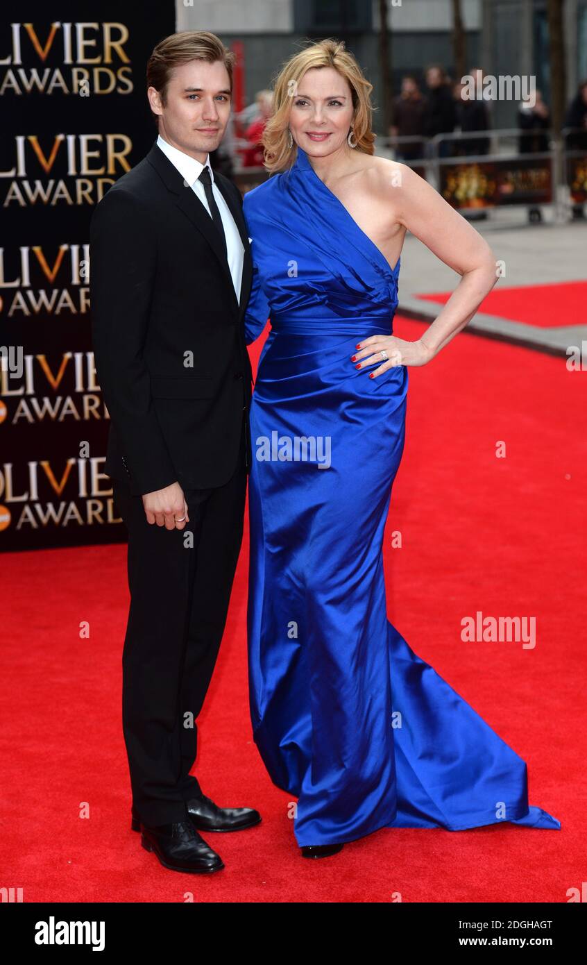 Kim Cattrall And Seth Numrich Arriving At The Olivier Awards 2013