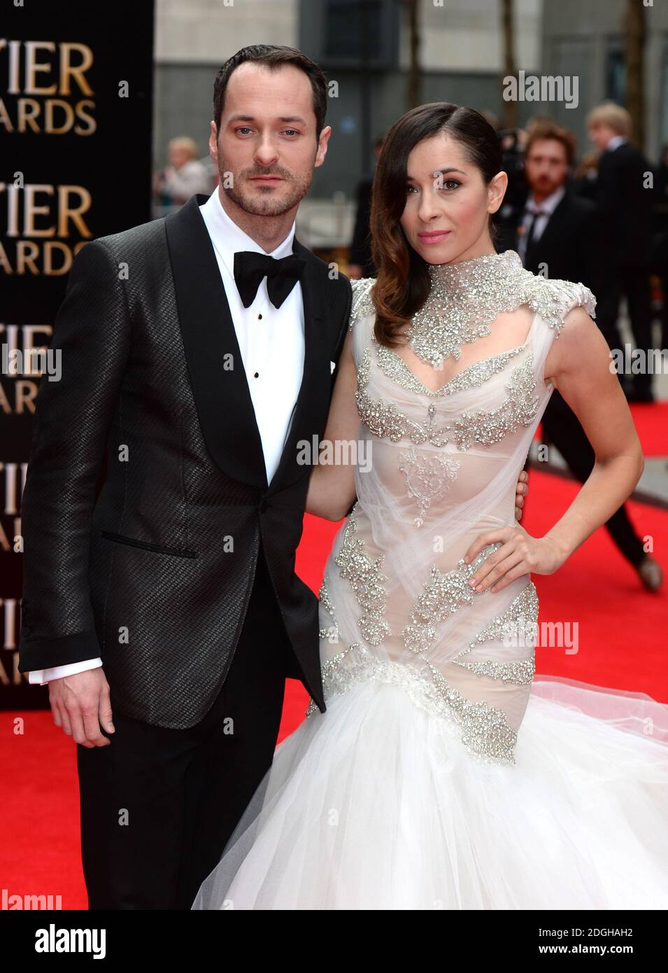 Zrinka Cvitesic and Declan Bennett arriving at the Olivier Awards 2013 ...