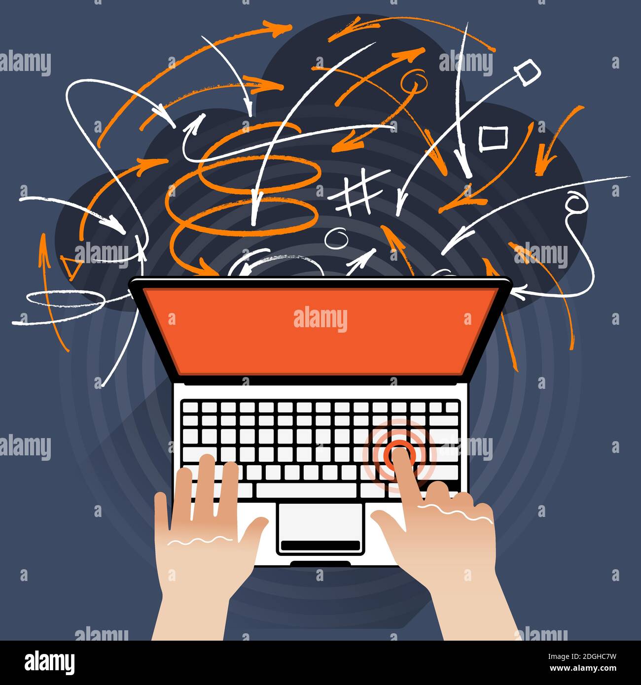 Laptop dark hand keyboard Stock Vector Images - Alamy