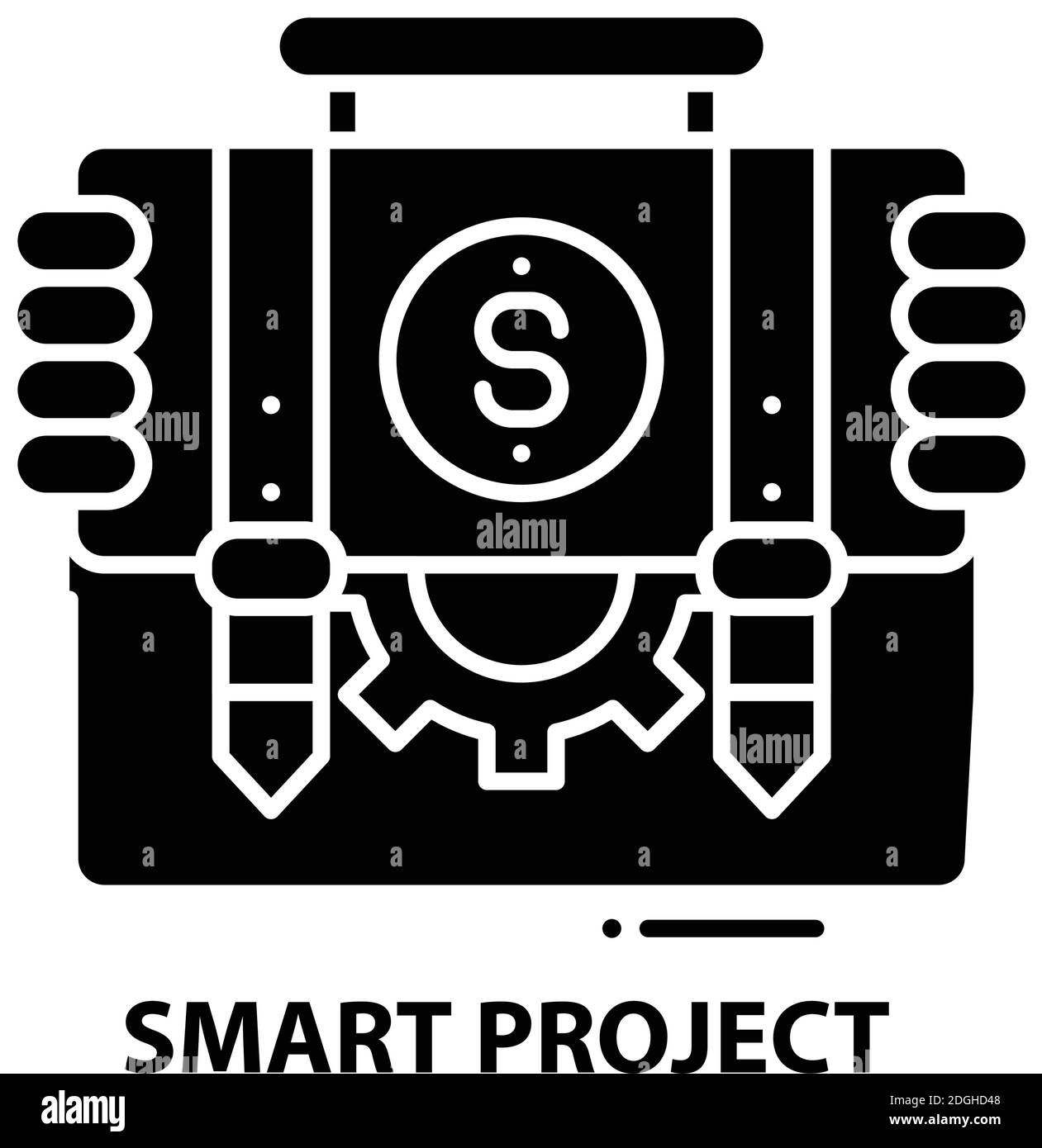 smart project icon, black vector sign with editable strokes, concept ...