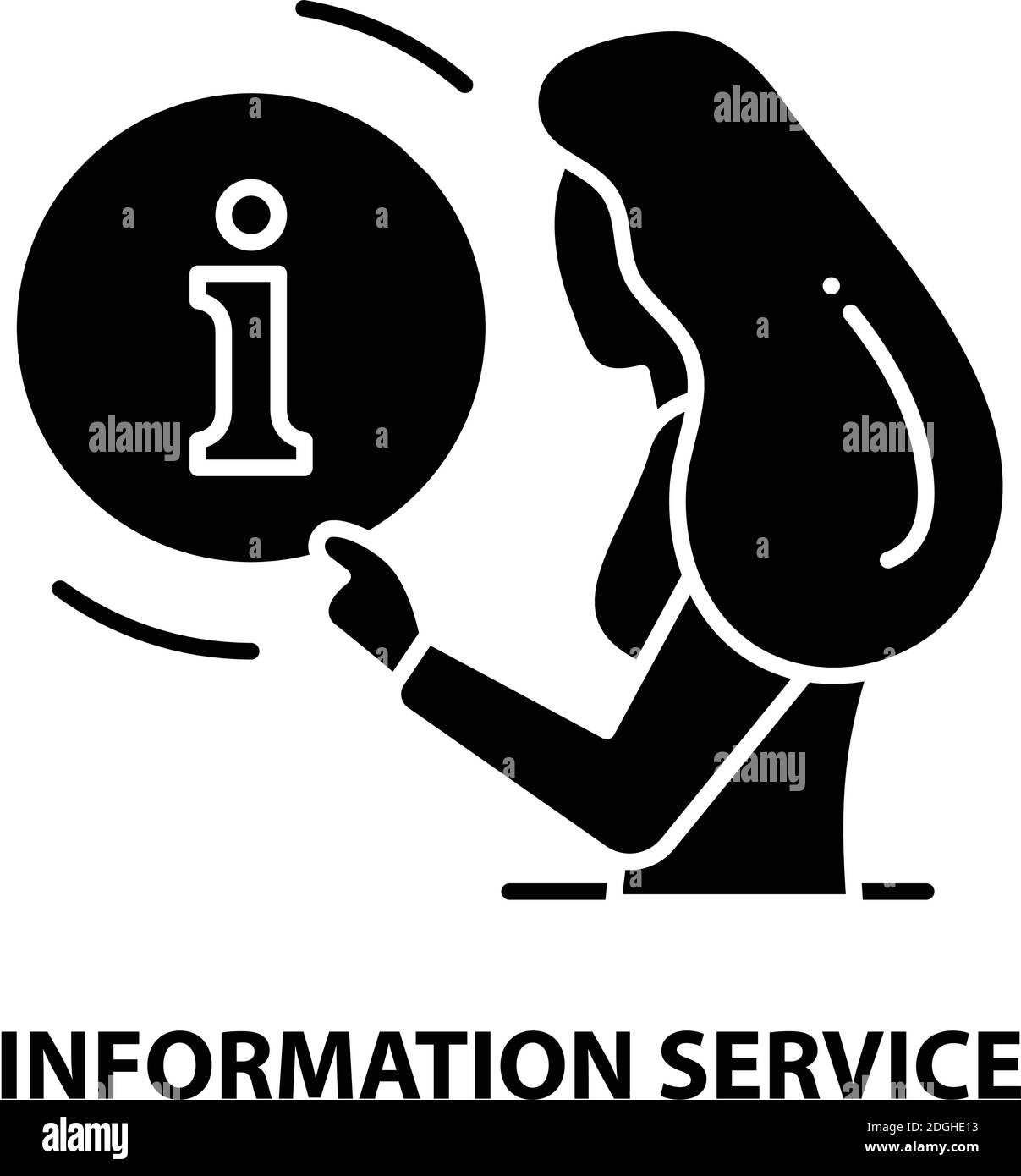 information service icon, black vector sign with editable strokes ...
