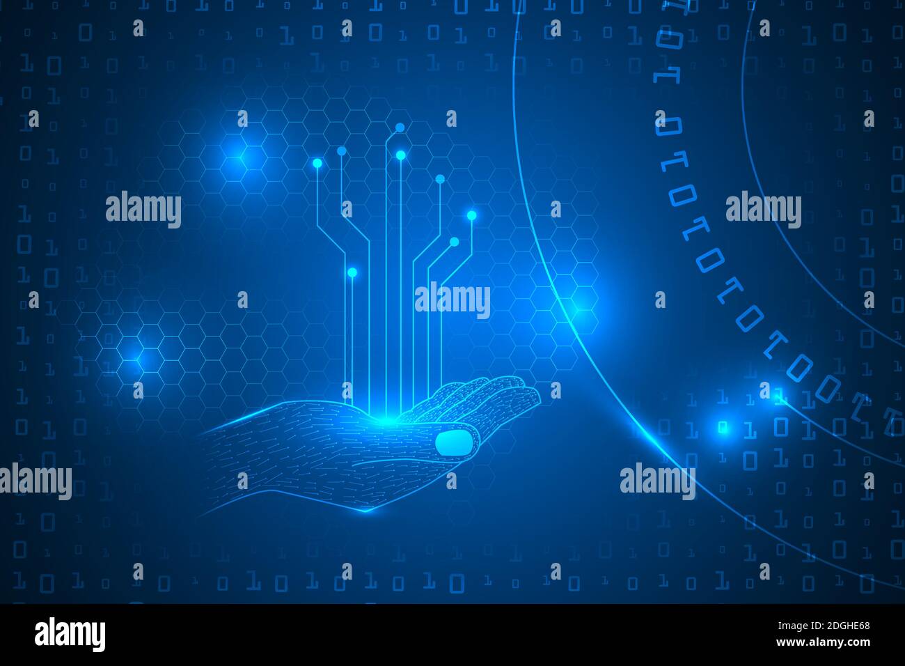 technology connection digital data and big data. circuit digital lines ...