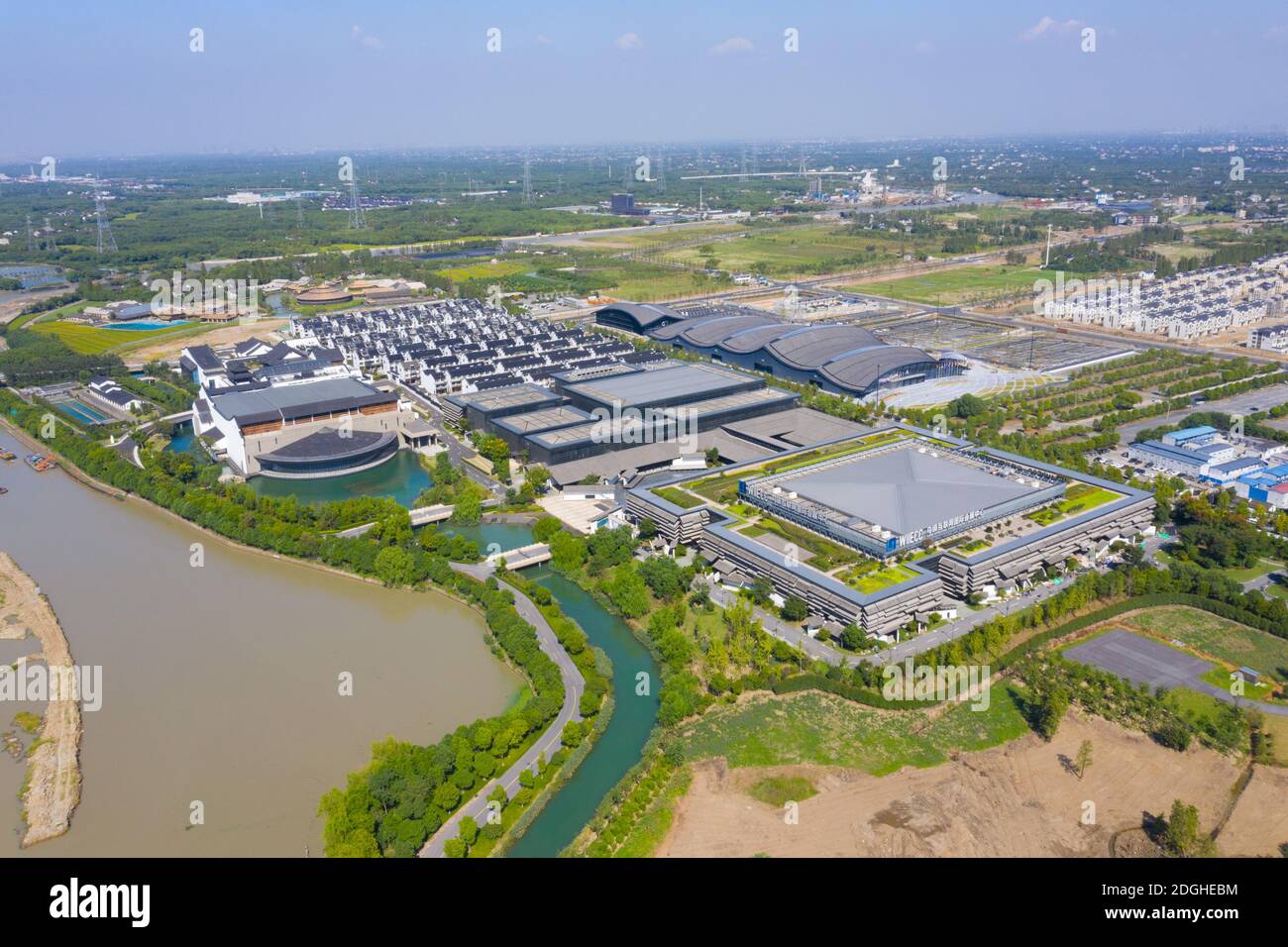 An aerial view of the Light of Internet Exposition Center, which will ...
