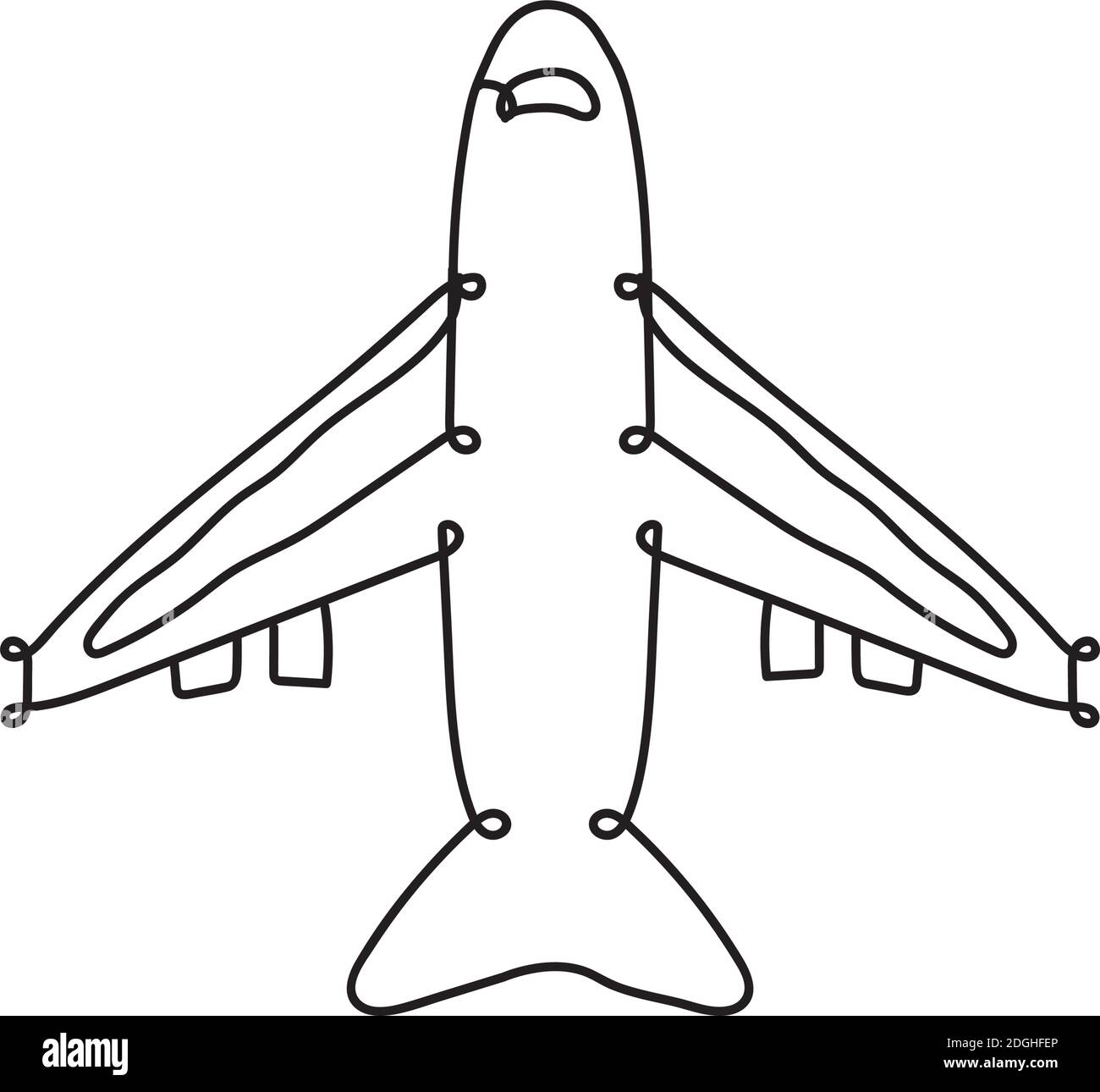 airplane flying one line style icon vector illustration design Stock ...