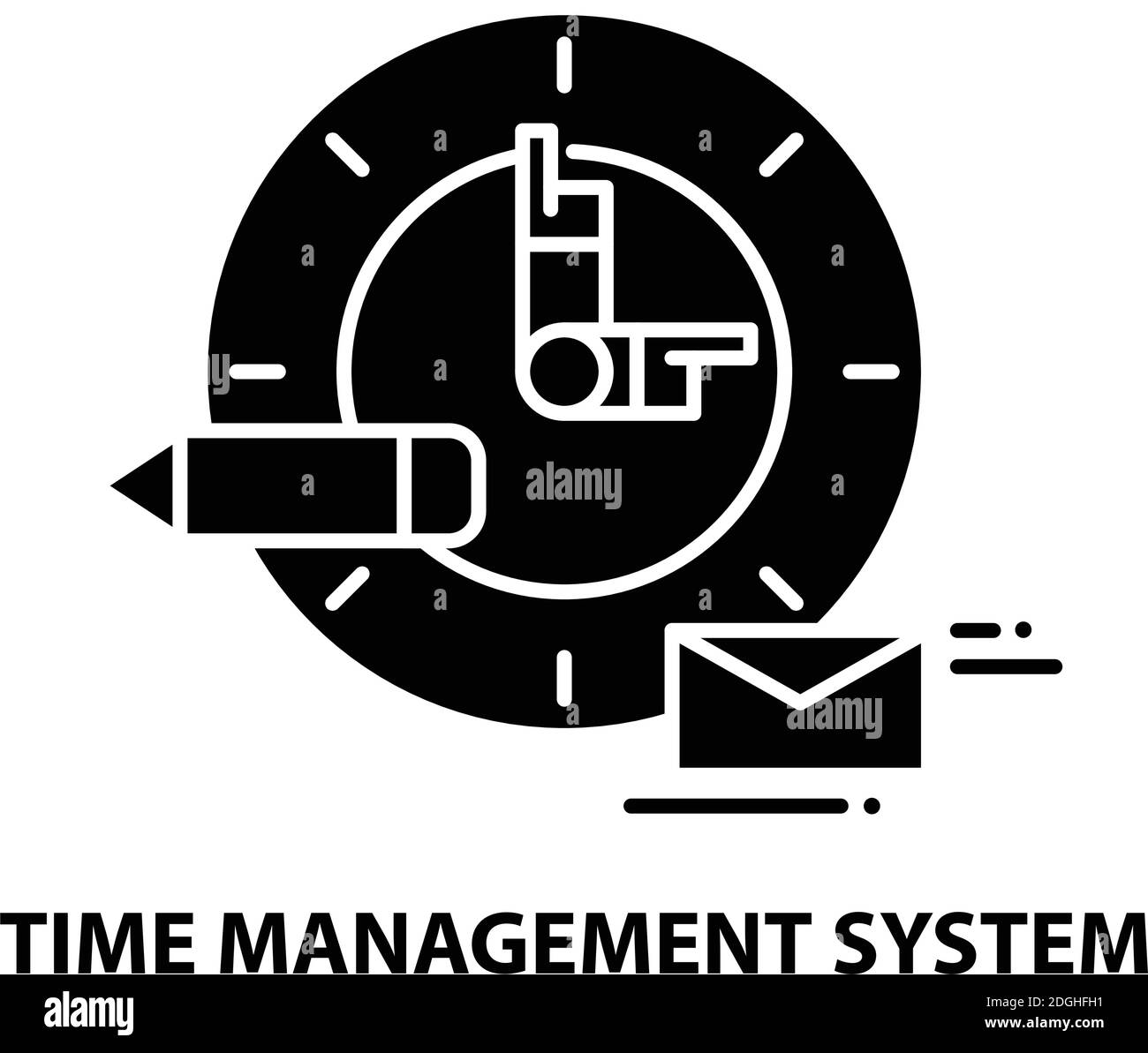 time management system icon, black vector sign with editable strokes ...