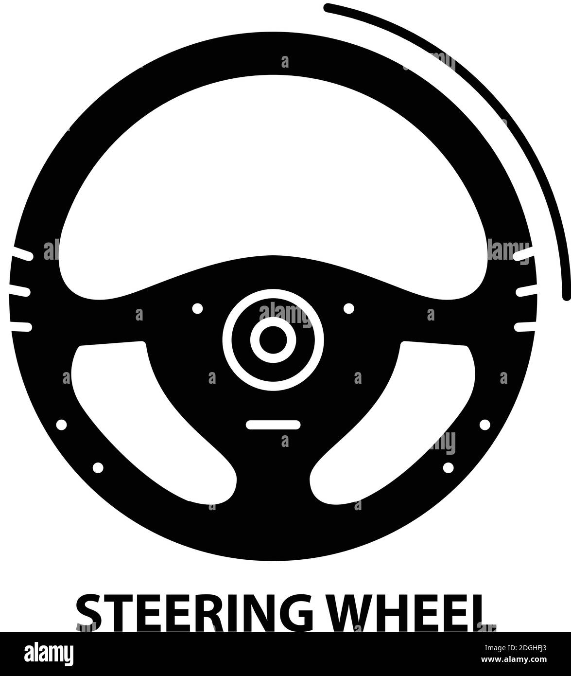 steering wheel sign icon, black vector sign with editable strokes ...