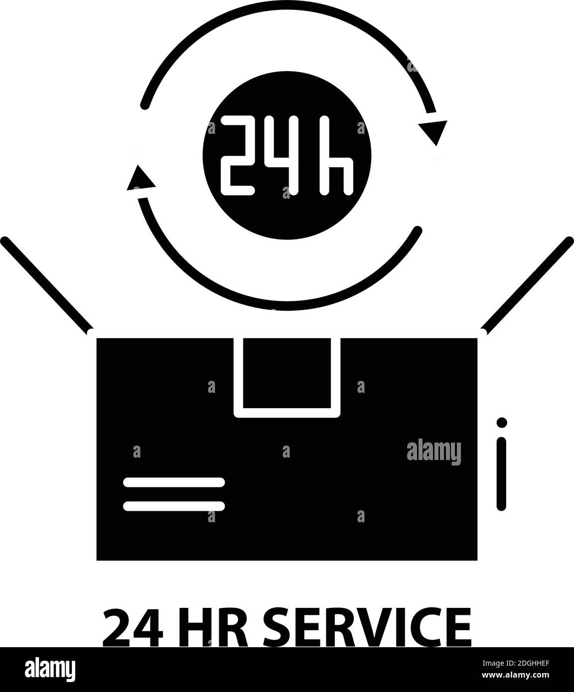 24 hr service icon, black vector sign with editable strokes, concept ...