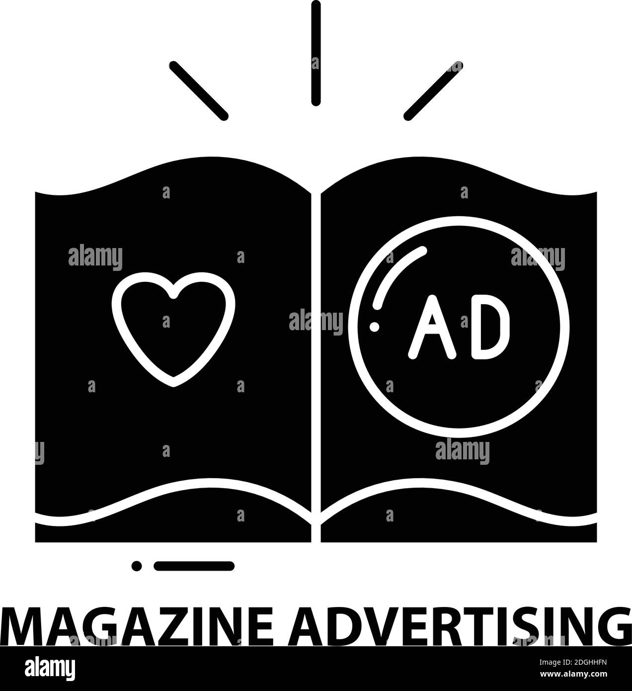 magazine advertising icon, black vector sign with editable strokes ...