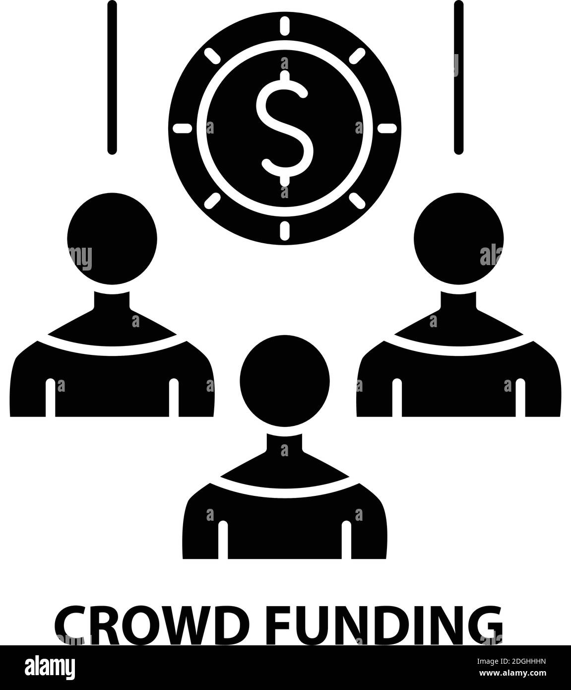 crowd funding icon, black vector sign with editable strokes, concept ...