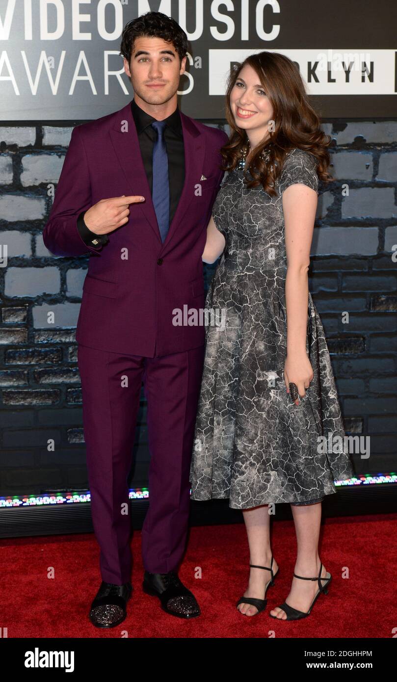 Darren Criss and Mia Swier arriving at the MTV Video Music Awards 2013 ...
