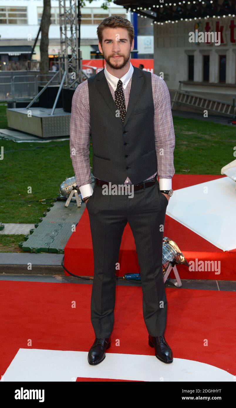 Liam Hemsworth arriving at the World Premiere of Rush, Odeon Cinema ...