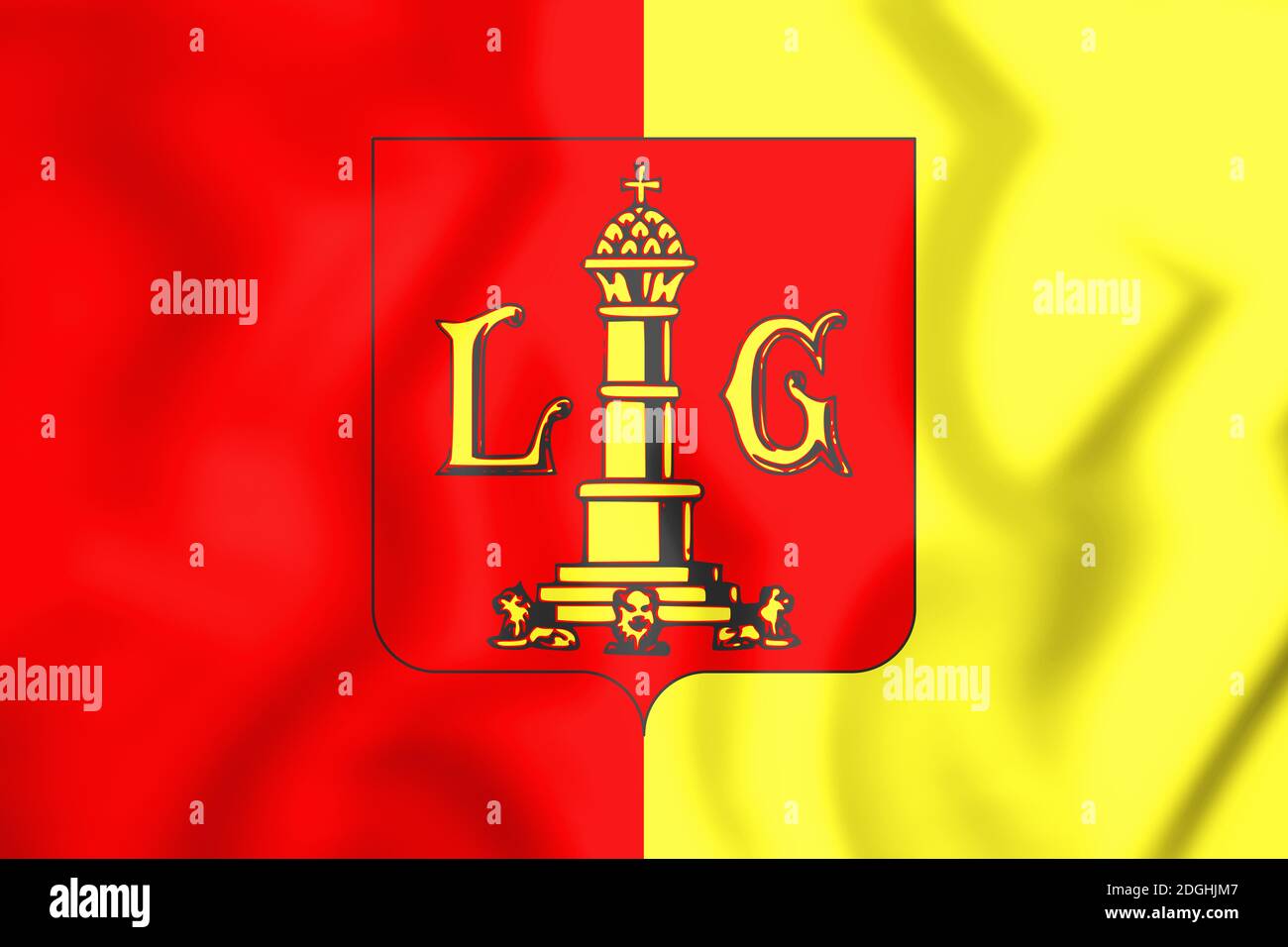 3D Flag of Liege City Stock Photo - Alamy