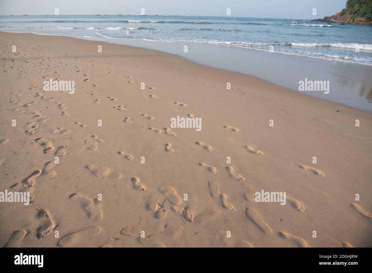 Goa/ India 09 November 2020 Footprints of Indian crowd of people on the ...
