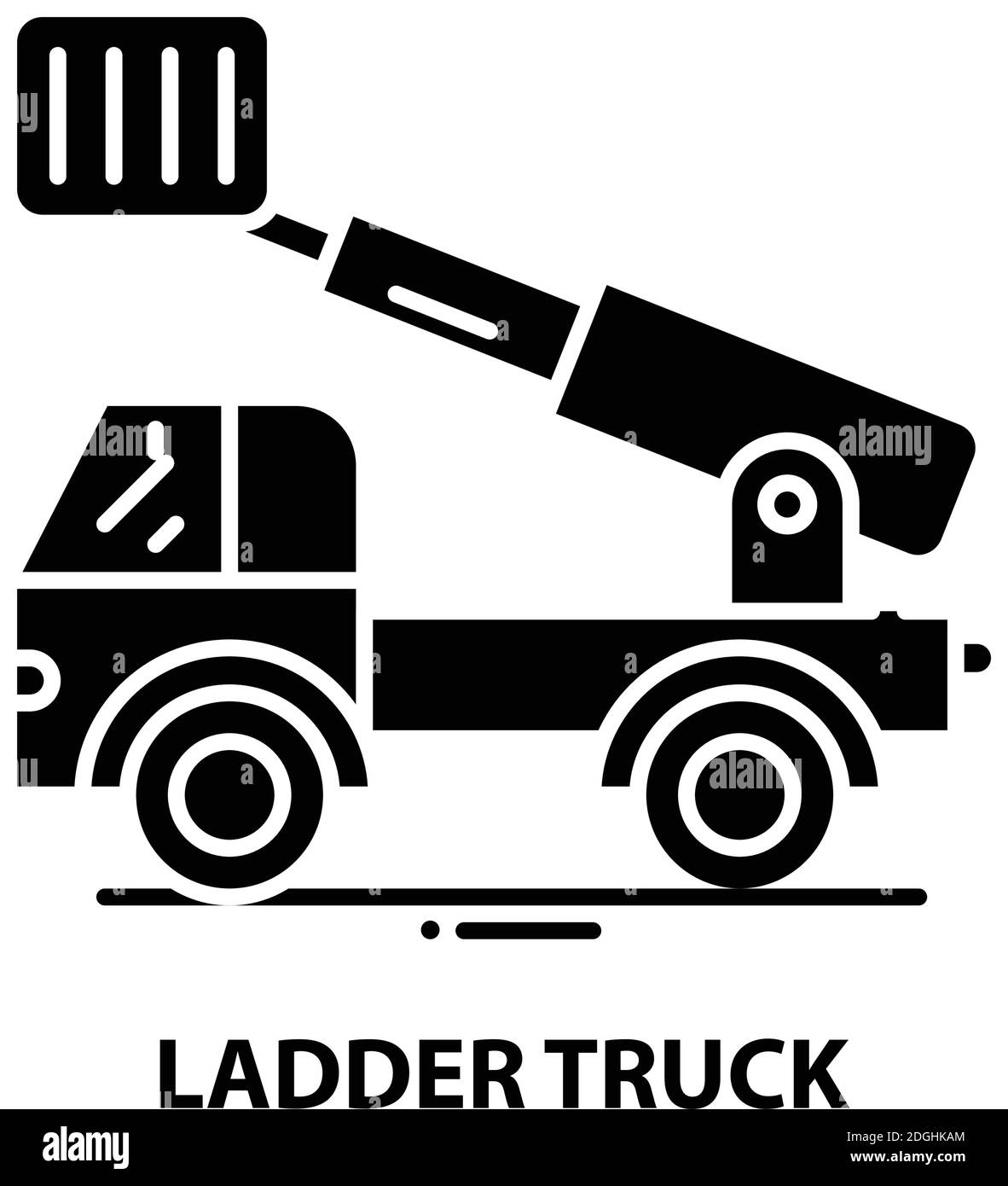 ladder truck icon, black vector sign with editable strokes, concept ...