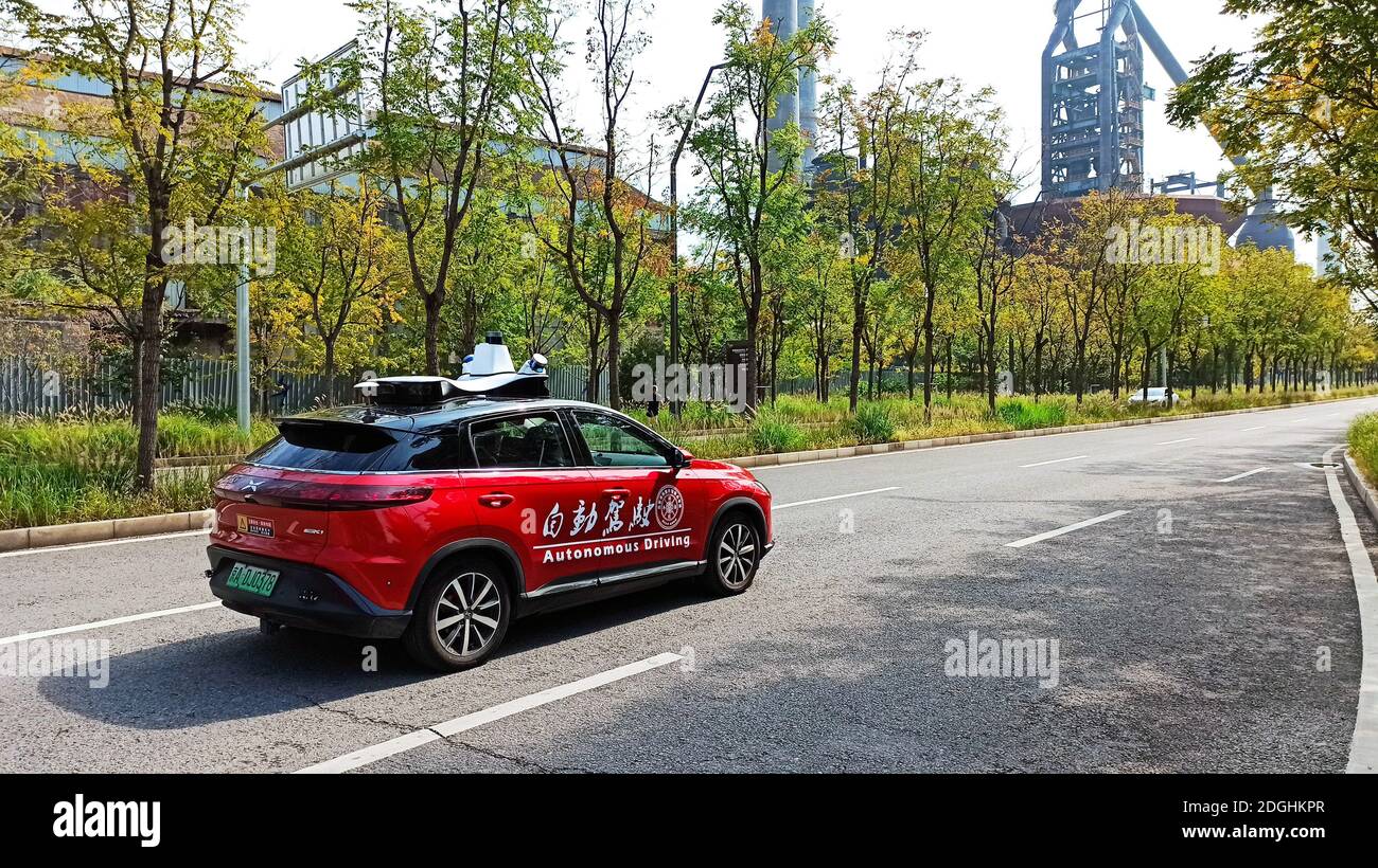 Baidu's Apollo self-driving car, which is highly recognizable and ...