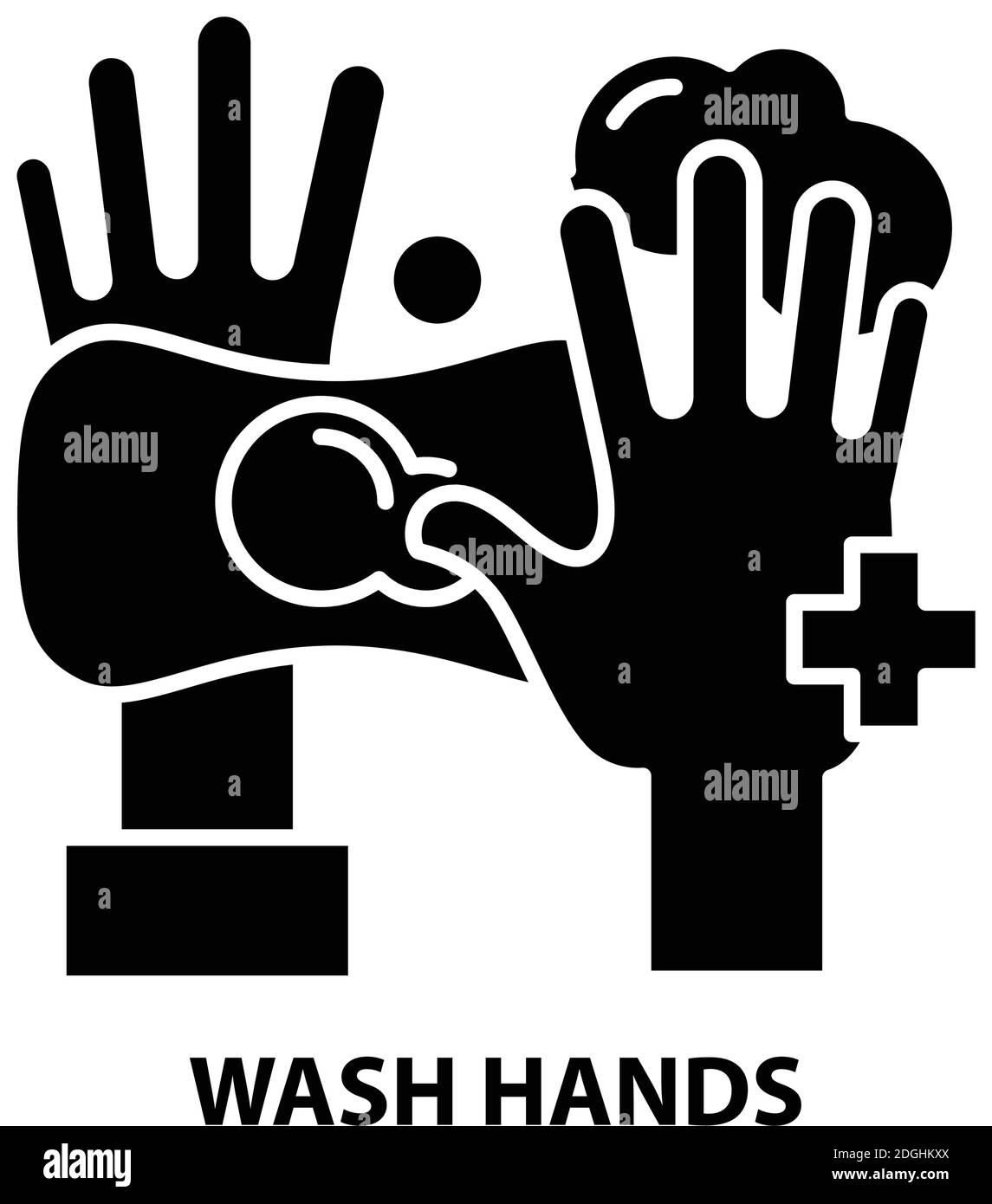wash hands icon, black vector sign with editable strokes, concept ...