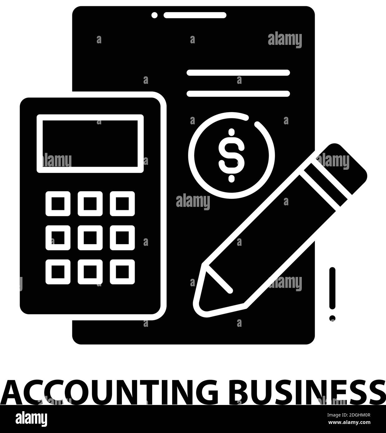 accounting business icon, black vector sign with editable strokes ...