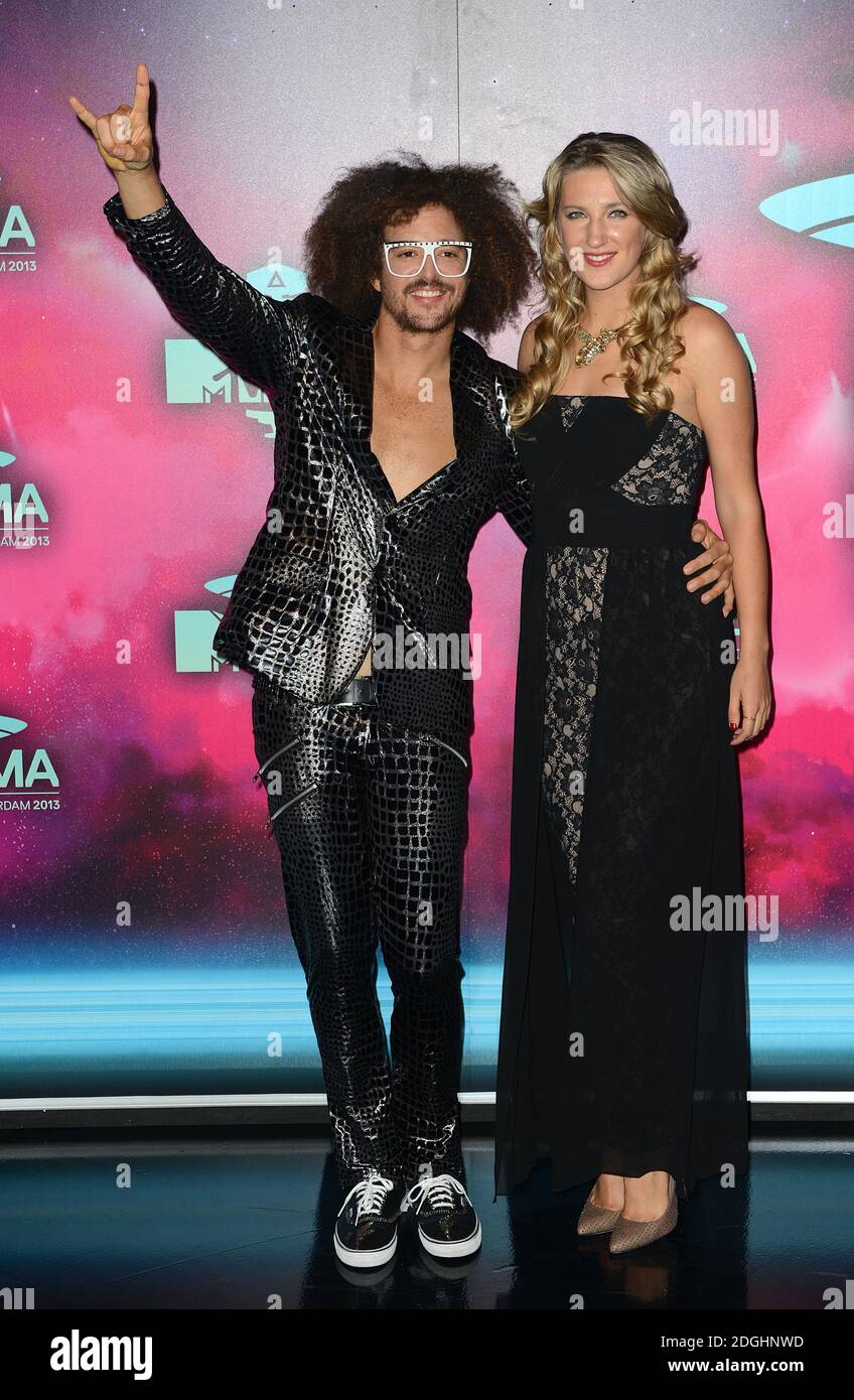 Redfoo of LMFAO and Victoria Azarenka arriving for the 2013 MTV Europe ...